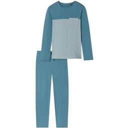 Schiesser 95/5 Nightwear Schlafanzug, lang, für Herren, blau, 54