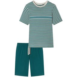 Schiesser Casual Nightwear Shorty, Streifen, Baumwolle, für Herren, blau, 50