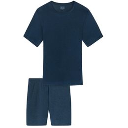 Schiesser Long Life Soft Schlafanzug, kurz, Gummibund, 2-teilig, für Herren, blau, 54