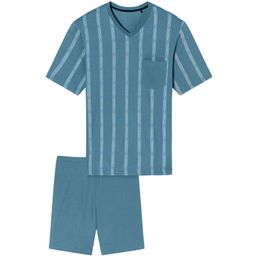 Schiesser Comfort Nightwear Schlafanzug kurz, 2-teilig, für Herren, türkis, 50