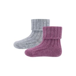 Ewers Socken - Jungen Gr&ouml;&szlig;e 16/17 graumeliert / dunkelpink