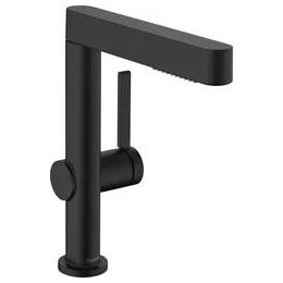 Waschtischarmatur Hansgrohe "Finoris" Armaturen Gr. H/T: 24,8cm x 21,6cm, schwarz (mattschwarz) 23cm, mit Ausziehbrause 2 Strahl und Push-Open Ablauf