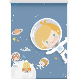 Seitenzugrollo LICHTBLICK ORIGINAL "Klemmfix Motiv Astronaut" Rollos Gr. 150 cm, 120 cm, braun (braun, weiß) Kinder Kinderzimmer-Rollos