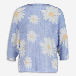 TK Maxx Blauer Pullover mit Gänseblümchen-Muster