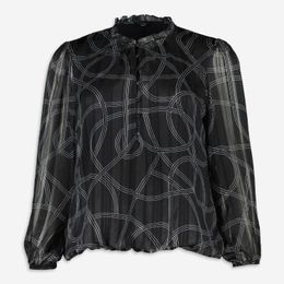 TK Maxx Schwarz-weiße Bluse mit geometrischem Muster