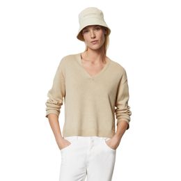 Marc O'Polo V-Ausschnitt-Pullover MARC O'POLO "mit hohem Anteil an Bio-Baumwolle" Gr. M, beige Damen Pullover V-Pullover