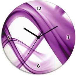 Wanduhr Artland "Abstrakte Komposition (violett)" Wanduhren Gr. T: 1,8 cm, Funkuhr, lila Wanduhren