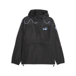 Trainingsjacke Puma "Olympique de Marseille FtblStatement Kapuzenjacke Herren" Gr. XS, blau (black light aqua blue) Herren Jacken Sportjacken