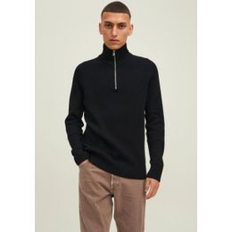 Jack & Jones Strickpullover JACK & JONES "PERFECT KNIT HALF ZIP" Gr. M, schwarz Herren Pullover Rollkragenpullover