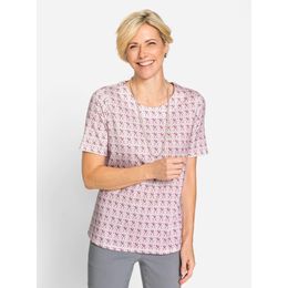 Rundhalsshirt CLASSIC "Shirt" Gr. 54, lila (violett, rosé, bedruckt) Damen Shirts Jersey