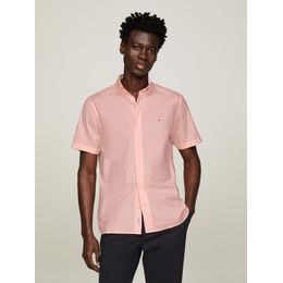 Kurzarmhemd Tommy Hilfiger "FLEX POPLIN RF SHIRT S/S" Gr. L, N-Gr, pink (pink crystal) Herren Hemden Kurzarm mit Hemdblusenkragen