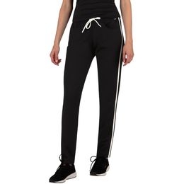 Jerseyhose TRIGEMA "TRIGEMA Sweathose mit Seitenstreifen" Gr. XL, US-Größen, schwarz Damen Hosen Jerseyhosen