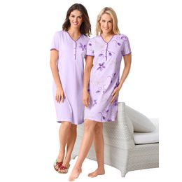 Nachthemd Ascafa "Kurzarm-Nachthemden" Gr. 52/54, Normalgrößen, lila (lila, lila, bedruckt) Damen Kleider Nachthemden