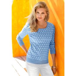 Strickpullover Inspirationen "Pullover" Gr. 54, blau (bleu, weiß, getupft) Damen Pullover