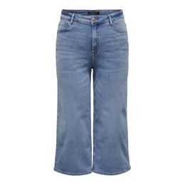 High-waist-Jeans Only CARMAKOMA "CARADISON HW WIDE CROP DNM CROS351" Gr. 48, Länge 32, blau (medium blue denim) Damen Jeans High-Waist-Jeans