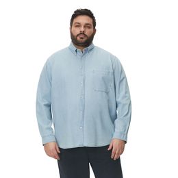 Marc O'Polo Langarmhemd MARC O'POLO "aus leichtem Bio-Baumwoll-Denim" Gr. 4XL, Normalgrößen, blau Herren Hemden Langarm