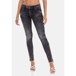 Cipo & Baxx Slim-fit-Jeans CIPO & BAXX Gr. 26, Länge 34, grau (anthrazit) Damen Jeans Röhrenjeans