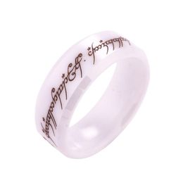 Herr Der Ringe Fingerring DER HERR RINGE "Der Eine Ring - Keramik weiß, 20003816" Fingerringe Gr. 50, Keramik, 8 mm, schwarz-weiß (weiß, schwarz) Damen Fingerringe
