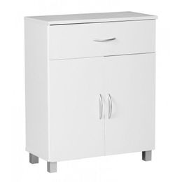 Wohnling Sideboard Weiss 60 x 75 cm mit 2 Türen & 1 Schublade