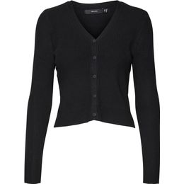 Véro Moda VERO MODA® Strickjacke, V-Ausschnitt, Rippstruktur, für Damen, schwarz, L