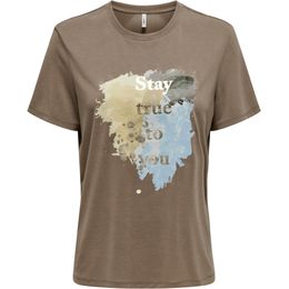 Only® T-Shirt, Motiv-Print, für Damen, braun, S