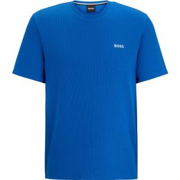 BOSS Waffle Schlafshirt, Logo-Detail, für Herren, blau, M