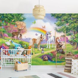 Fototapete Kinderzimmer Zauberwald mit Einhorn