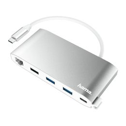 Hama 8 Ports USB-C-Multiport Adapter, Silber