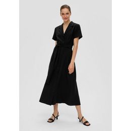 s.Oliver BLACK LABEL Maxikleid Kurzarmkleid mit Bindeband