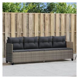 vidaXL Gartenliege Sonnenliege mit Kissen Grau Poly Rattan