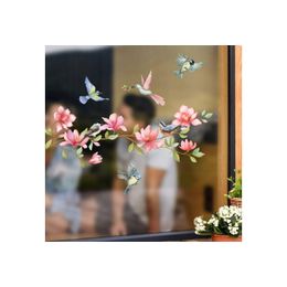 AUKUU Wandtattoo 54*25cm Blumen Schmetterling Glas Aufkleber
