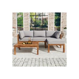 FUROKOY Gartenlounge-Set Garten-Loungesessel-Set (3er-Set) L-förmiges Gartenmöbel-Set mit Tisch