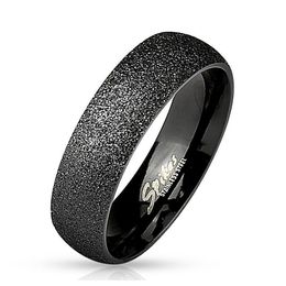 BUNGSA Fingerring Ring sand-gestrahlt Schwarz aus Edelstahl Unisex (Ring