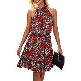 BlauWave Bodykleid Damen Blumen Kurz Sommerkleid (1-tlg.