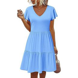 BlauWave A-Linien-Kleid Damen Kleider Freizeit Einfarbig Sommerkleid (1-tlg.