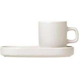 Blomus Espressotasse PILAR, Keramik, 2 Tassen, 2 Untertassen, weiß
