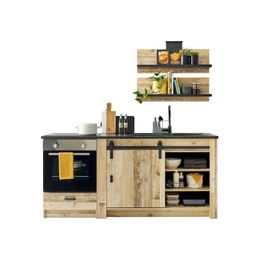 Home Affaire Küchenzeile Sherwood, Breite 196 cm, mit Herdumbauschrank, ohne E-Geräte, beige