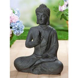 Gilde Buddhafigur Figur "Buddha" sitzend (1 St), grau