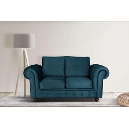 Home Affaire 2-Sitzer MENDITTE B/T/H: 170/93/90cm, Knopfheftung im Armlehnbereich und an der Vorderkante, hohe Qualität, blau