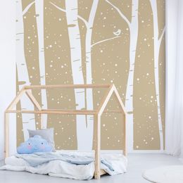 Fototapete Kinderzimmer Schneekonzert zwischen Birken