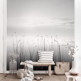 Bilderwelten Fototapete Idylle am See Schwarz-Wei&szlig; maritim,Landschaft Landschaftspanorama Wohnzimmer,Schlafzimmer Vliestapete inkl. Kleister oder selbstklebend
