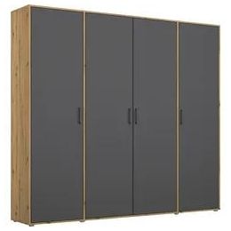 Drehtürenschrank Rauch "Kleiderschrank Schrank Garderobe Wäscheschrank TOPSELLER VOYAGER" Schränke Gr. B/H/T: 187cm x 194cm x 53cm, 4 St., grau (eiche artisan/graumetallic) mit modernen Griffen in Graumetallic, viel Stauraum MADE IN GERMANY