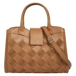 Henkeltasche Samantha Look Gr. B/H/T: 33cm x 20cm x 8cm onesize, braun (cognac) Damen Taschen Handtasche echt Leder, Made in Italy