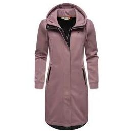 Kurzmantel Ragwear "Letti Long Bonded" Gr. XXL (44), lila (mauve) Damen Mäntel Übergangsmantel aus Rippstrick mit Kapuze