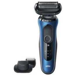 Elektrorasierer Braun "Series 6 61-B1500s" blau EasyClick-Barttrimmer-Aufsatz, Wet&Dry