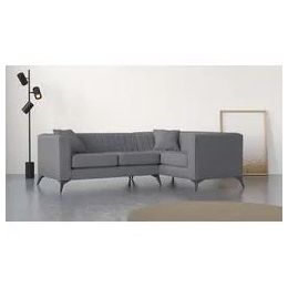 Ecksofa Places of Style "MATTHEW B/T/H: 240/167/74 cm" Sofas Gr. B/H/T: 240cm x 74cm x 167cm, Struktur, langer Schenkel links, grau (anthrazit) L-Form, Steppung im Rücken, incl. Zierkissen, lose Sitzkissen