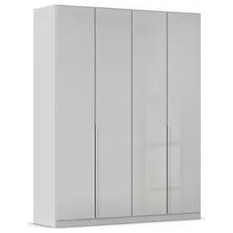 Drehtürenschrank Rauch "Kleiderschrank Kleiderschränke Schrank Garderobe AGORDO mit Glasfront" Schränke Gr. B/H/T: 181 cm x 229 cm x 54 cm, 4 St., grau (seidengrau) durchdachte Innenausstattung, in 6 Breiten und 2 Höhen MADE IN GERMANY