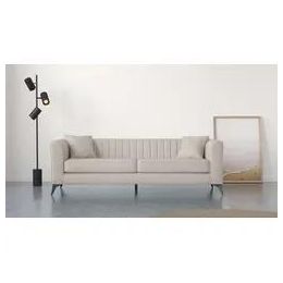 4-Sitzer Places of Style "MATTHEW B/T/H: 231/86/74 cm" Sofas Gr. B/H/T: 231 cm x 74 cm x 86 cm, Samt, beige (creme) XXL, Steppung im Rücken, lose Sitzkissen, incl 2. Zierkissen