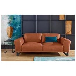 2,5-Sitzer W.Schillig "montanaa" Sofas Gr. B/H/T: 212 cm x 78 cm x 94 cm, Longlife Xtra-Leder Z69, braun (cognac z69) mit Metallkufen in Schwarz pulverbeschichtet, Breite 212 cm