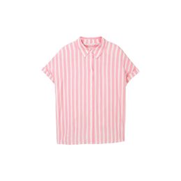 Tom Tailor Damen Gestreiftes Kurzarmhemd, rosa, Streifenmuster, Gr. 36